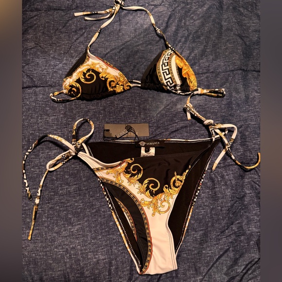 Versace | Swim | Versace Black And Gold Baroque Bikini Swimwear | Poshmark